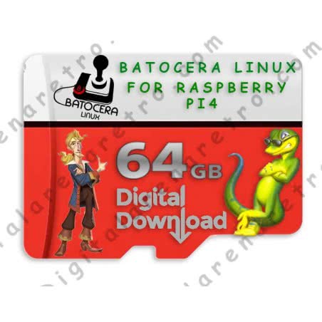 Batocera linux 64 GB ISO digital download with roms for Raspberry Pi 4